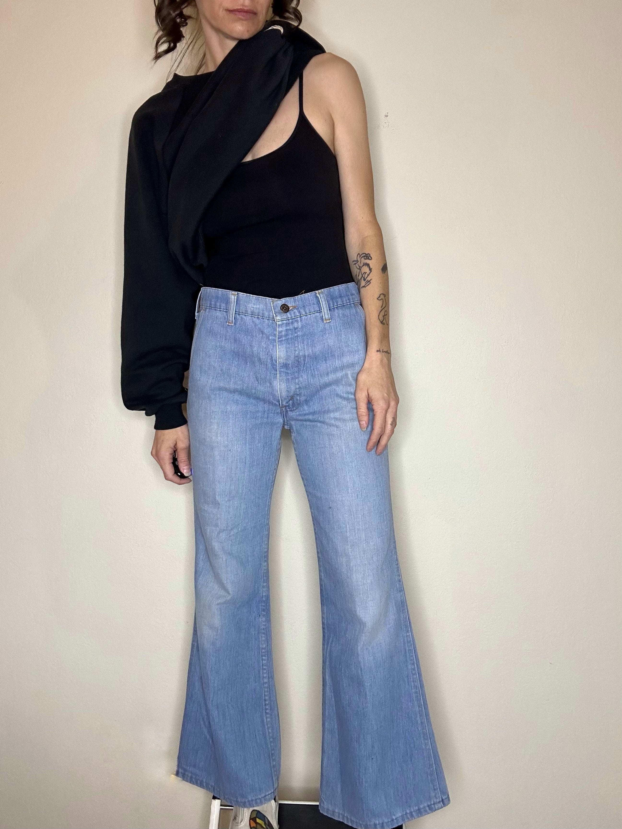 Rare 70’s Levi’s Orange Tab Soft Cotton Bell Flare Denim Trousers (30x ...